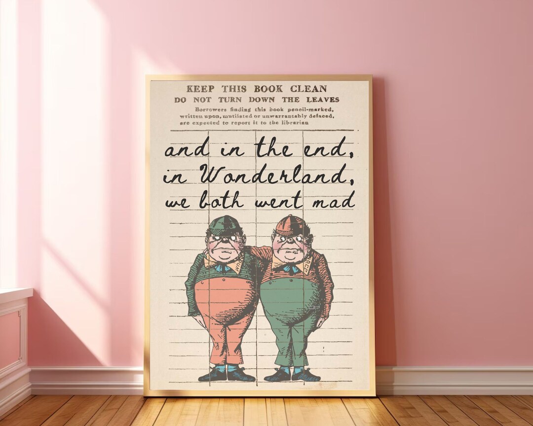 Wonderland Wall Art Library Card Art Bookish Poster Library Book Art ...