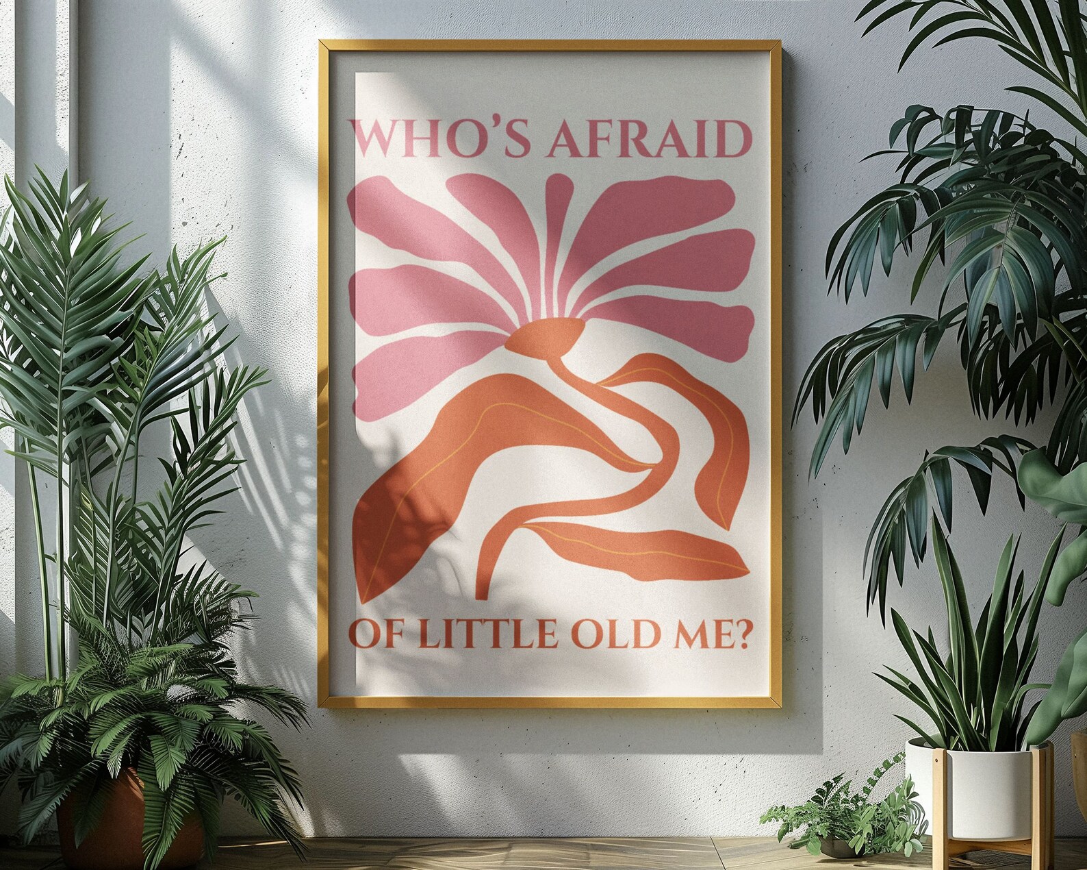 Retro Pink Flower Quote Poster Who’s Afraid of Little Old Me Trendy ...