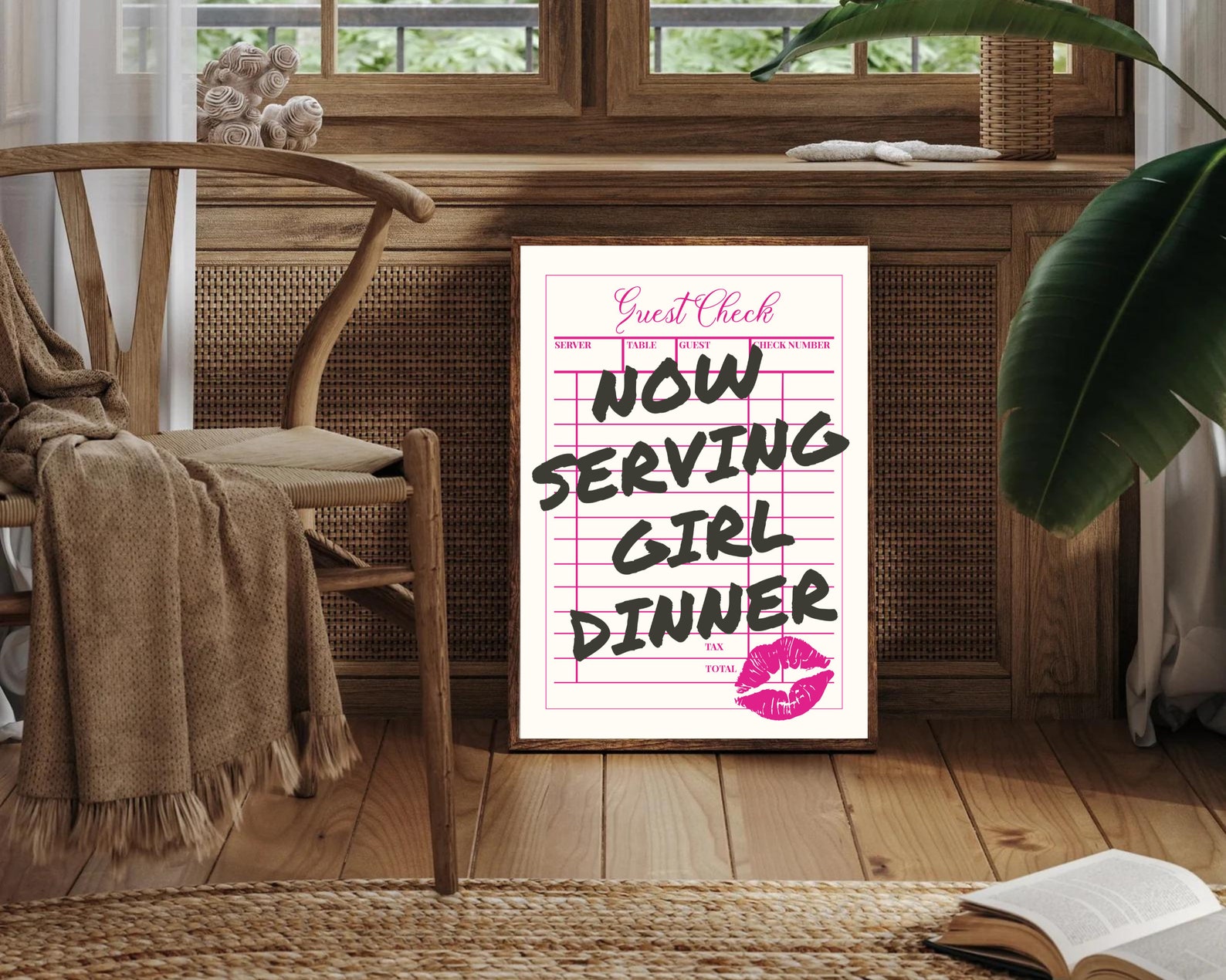 Now Serving Girl Dinner, Girl Dinner Poster, Guest Check Poster, Guest ...