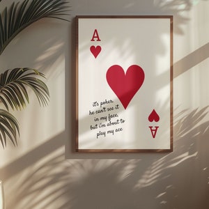 New Romantics Poster Ace of Hearts Art Printable Ace Art Ace Card Wall ...