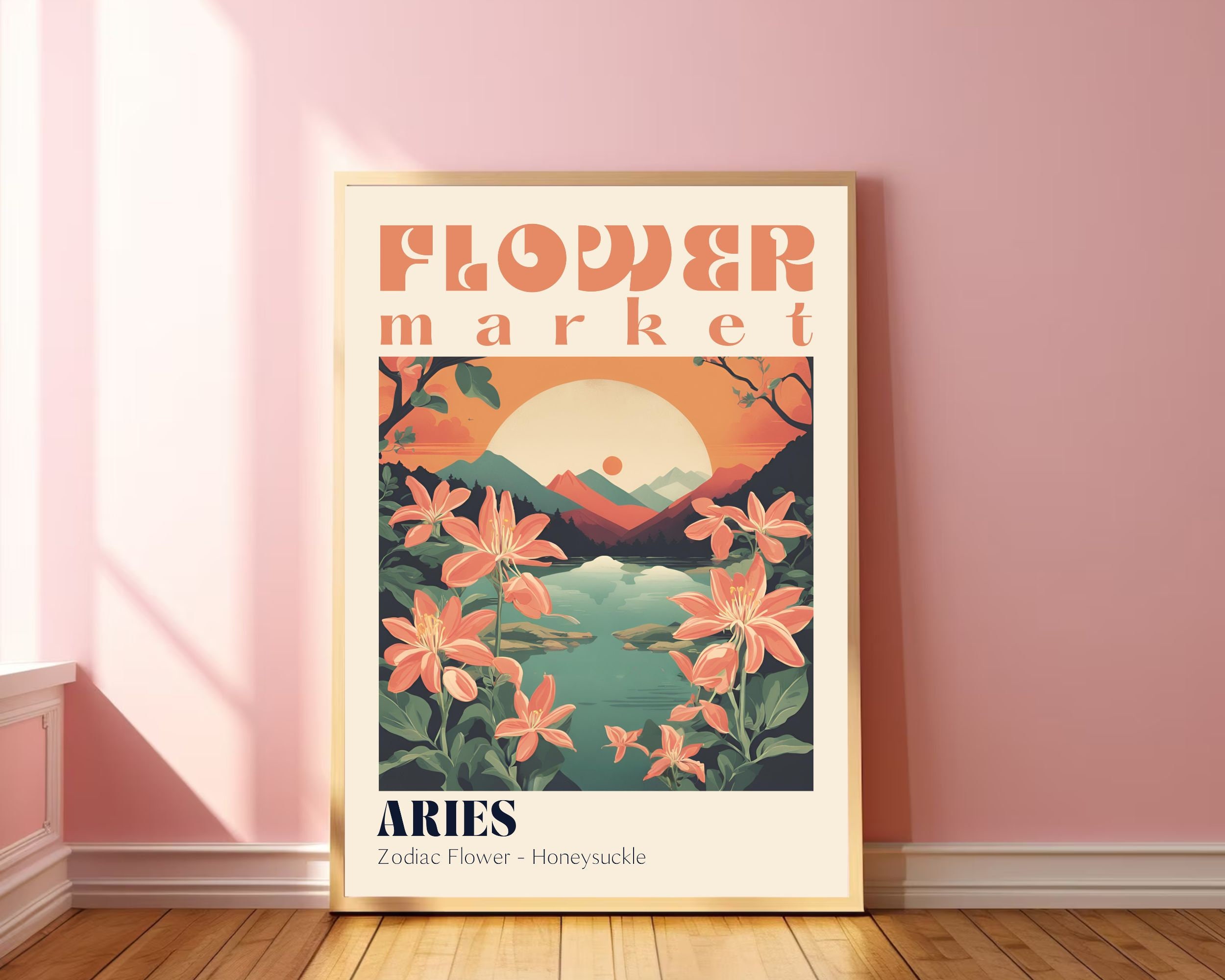 Zodiac Birth Flower Print Birth Month Poster Birth Month Flower Grandma ...