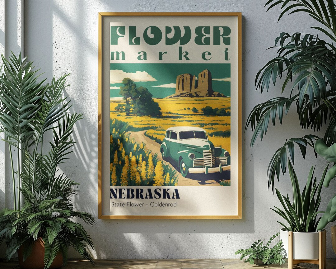 Nebraska State Flower Market Poster Retro Cities Prints Retro Travel ...