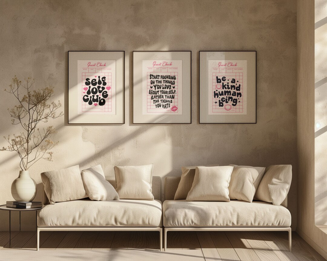 Set of 3 Guest Check Posters Affirmation Poster Preppy Pink Poster Y2k ...