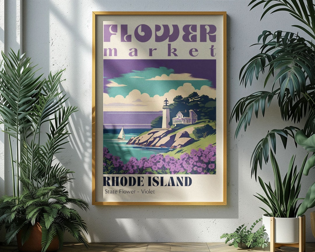 Rhode Island State Flower Market Poster Retro Cities Prints Retro ...