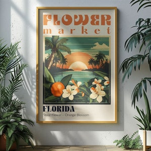 Florida State Flower Market Poster Retro Cities Prints Retro Travel ...