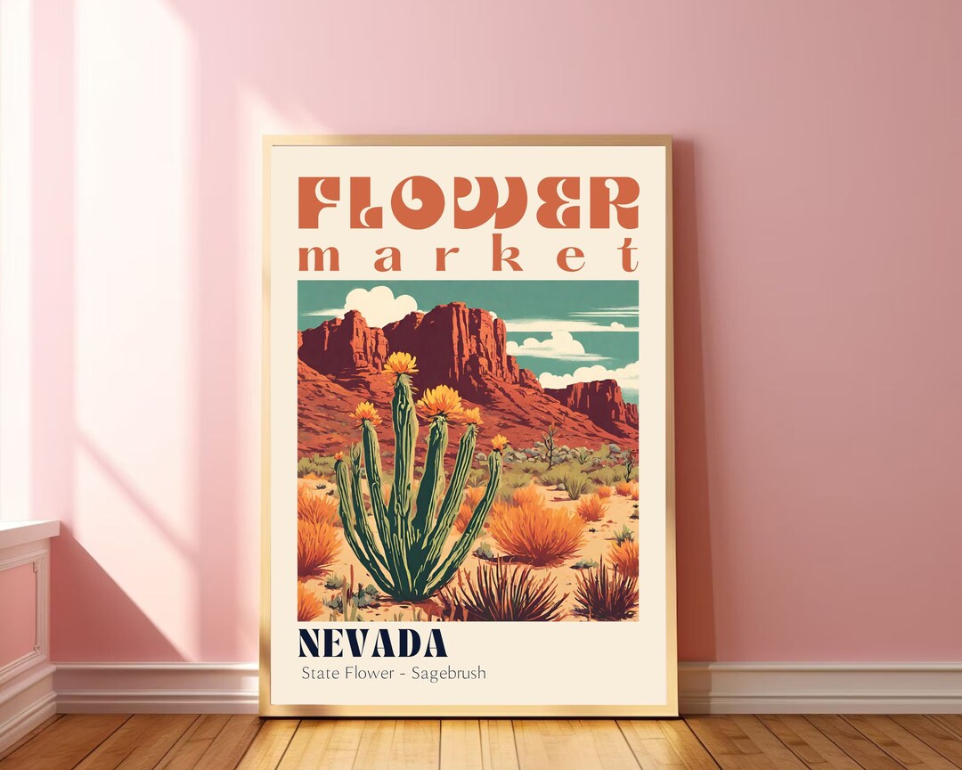 Nevada State Flower Market Poster, Matisse Flowermarket Wallart Boho ...