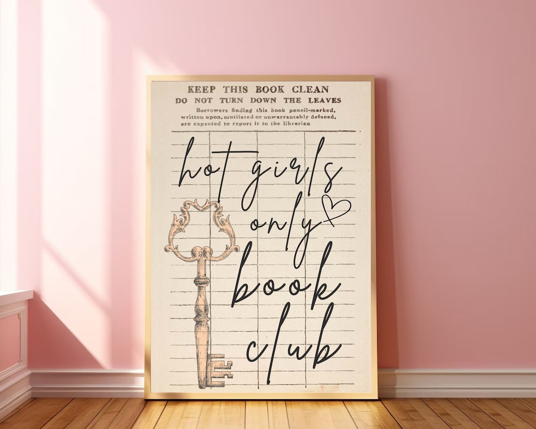 Hot Girls Only Book Club Poster Library Card Print College Apartment ...