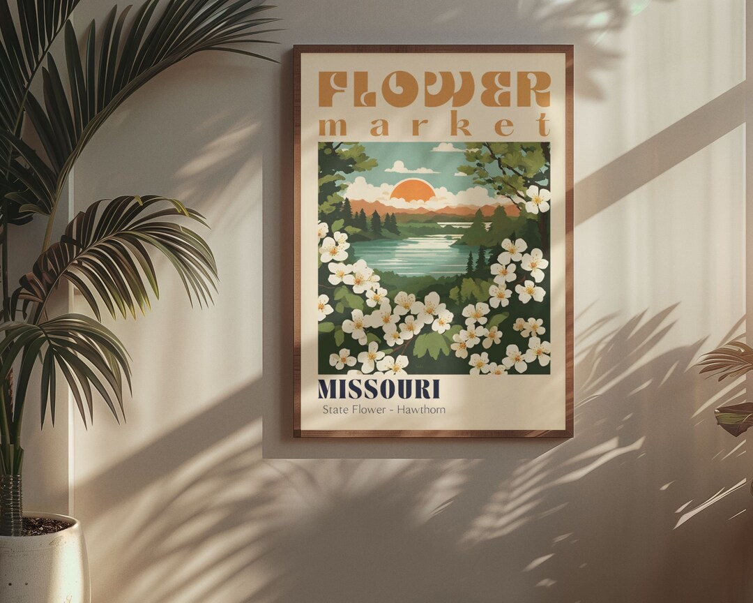 Missouri State Flower Market Poster Retro Cities Prints Retro Travel ...