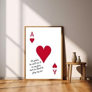 New Romantics Poster Ace of Hearts Art Printable Ace Art Ace Card Wall ...