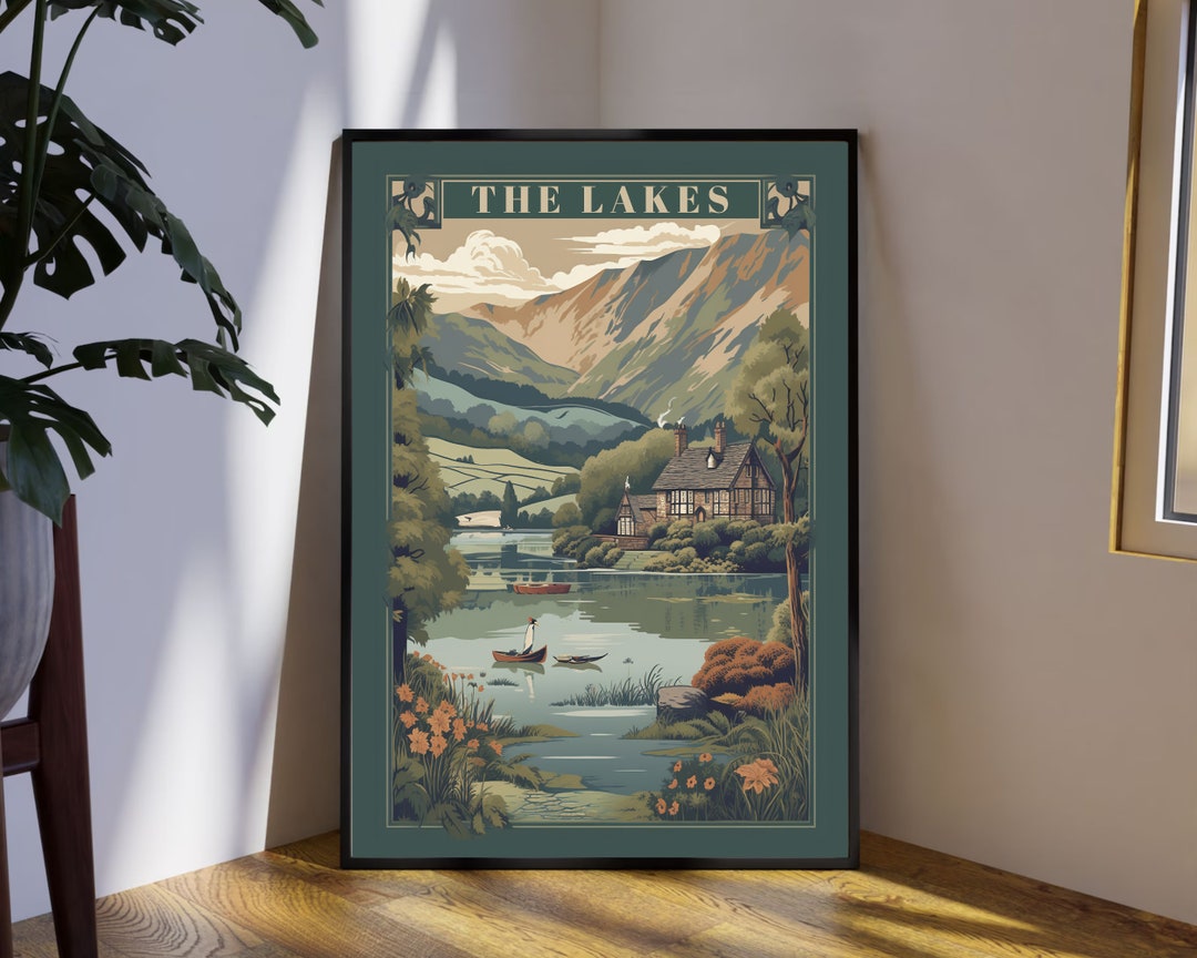 The Lakes Poster, Antique Mountain Art, Balletcore Poster, Fun Retro ...
