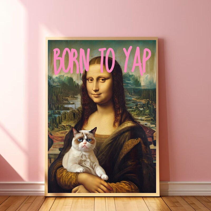 Mona Lisa With Cat Poster - Etsy