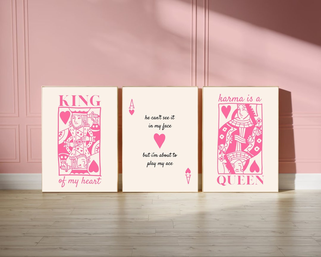 Set of 3 Ace of Hearts Art Printable Ace Art Ace Playing Card Art Ace ...