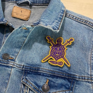 Crest 2 Patch, Omega, Fraternity, Shield, Ques, Dog, Dawg, Embroidered ...