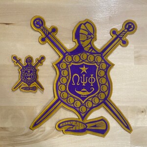 Crest 2 Patch, Omega, Fraternity, Shield, Ques, Dog, Dawg, Embroidered ...