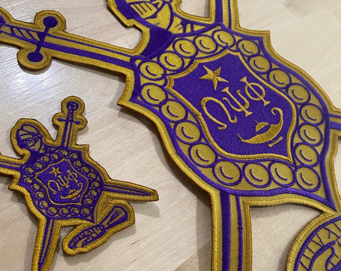 Crest 2 Patch, Omega, Fraternity, Shield, Ques, Dog, Dawg, Embroidered ...