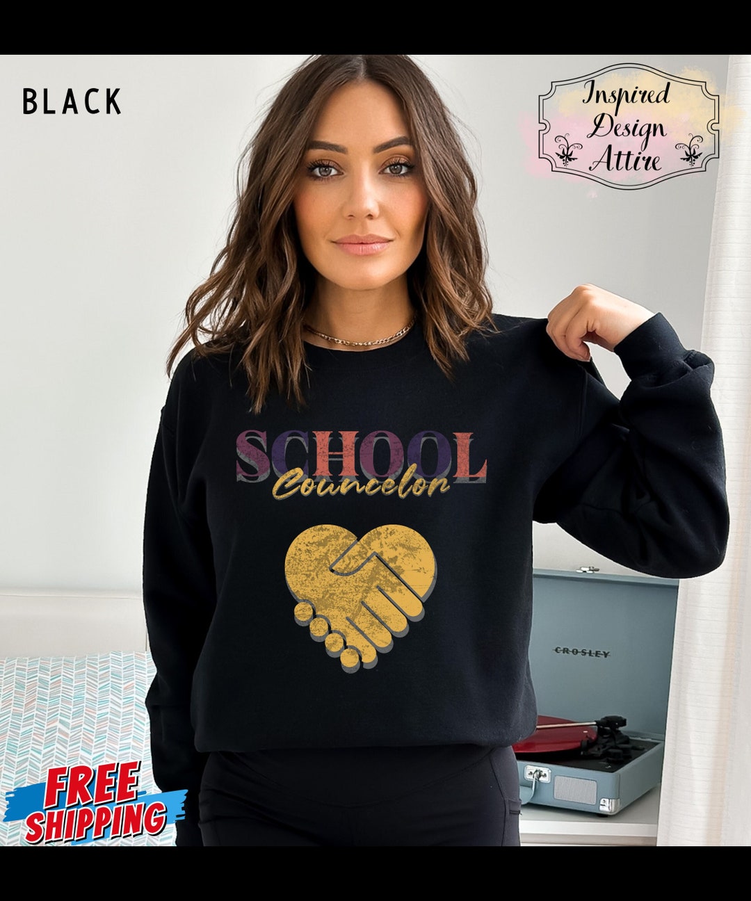 Guidance Counselor Appreciation Heart Hands Sweatshirt Counseling Loose ...
