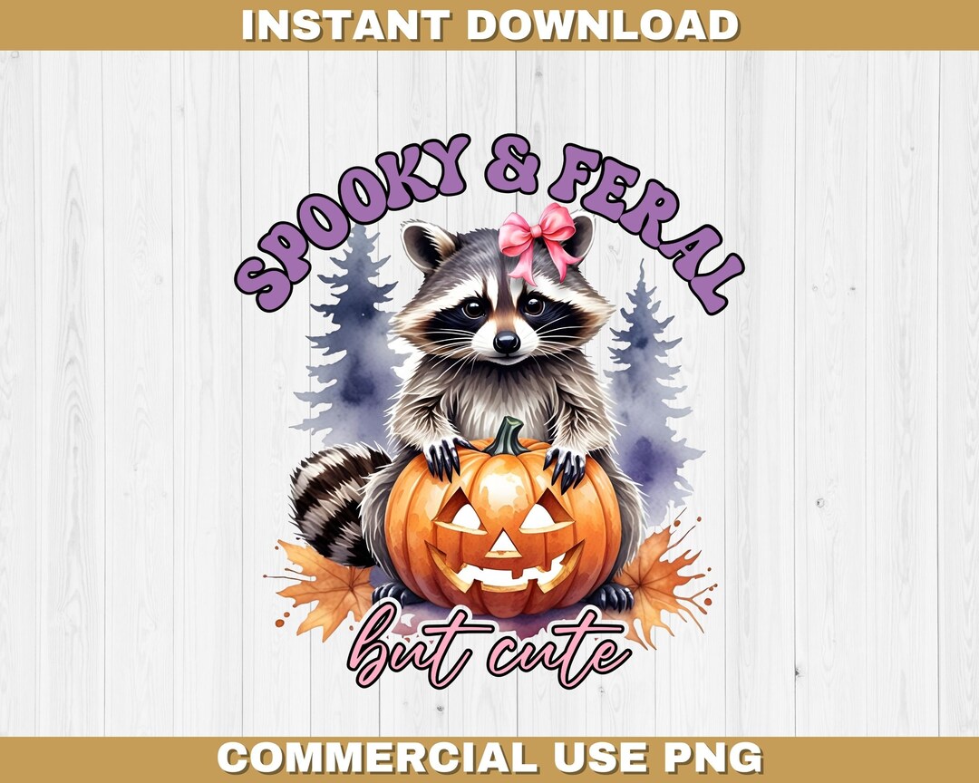 Spooky and Feral Halloween PNG Cute Racoon Witch Sublimation File ...