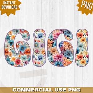 Gigi Flower Sublimation Png Instant Download File, Floral Mom Words ...