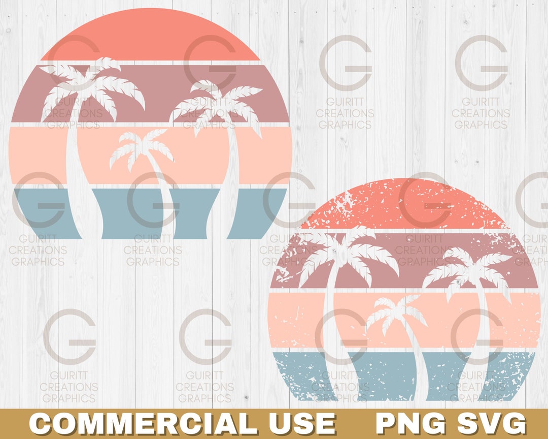 Vintage Palm Trees Sunset Png and Svg Summer Palms Beach Sunset Retro ...