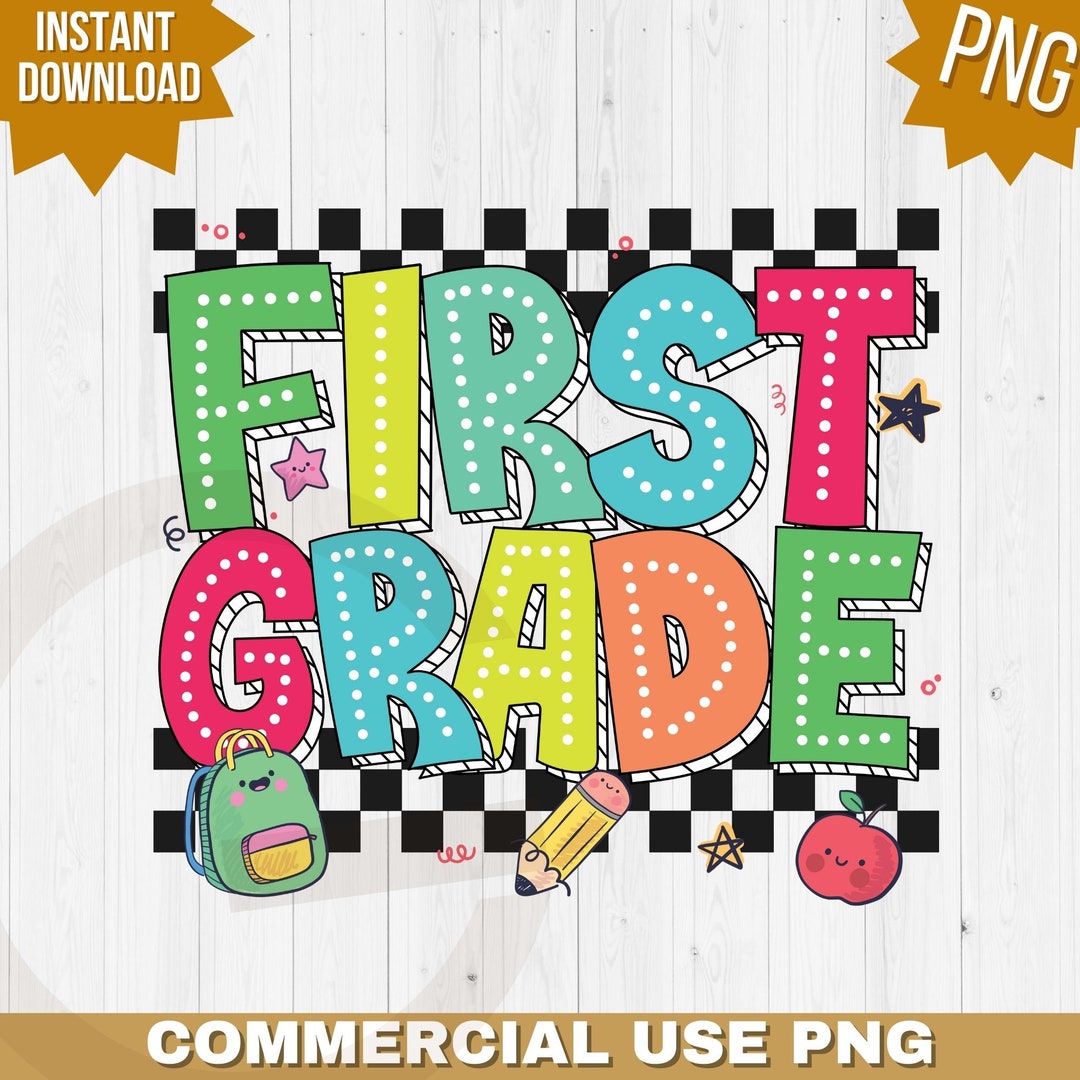 First Grade Doodle Sublimation Png, Kids Back to School Png, First Day ...