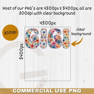 Gigi Flower Sublimation Png Instant Download File, Floral Mom Words ...