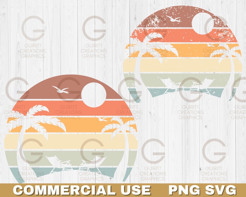 Vintage Beach Sunset Png and Svg Palms on the Beach Sunset Retro Sunset ...