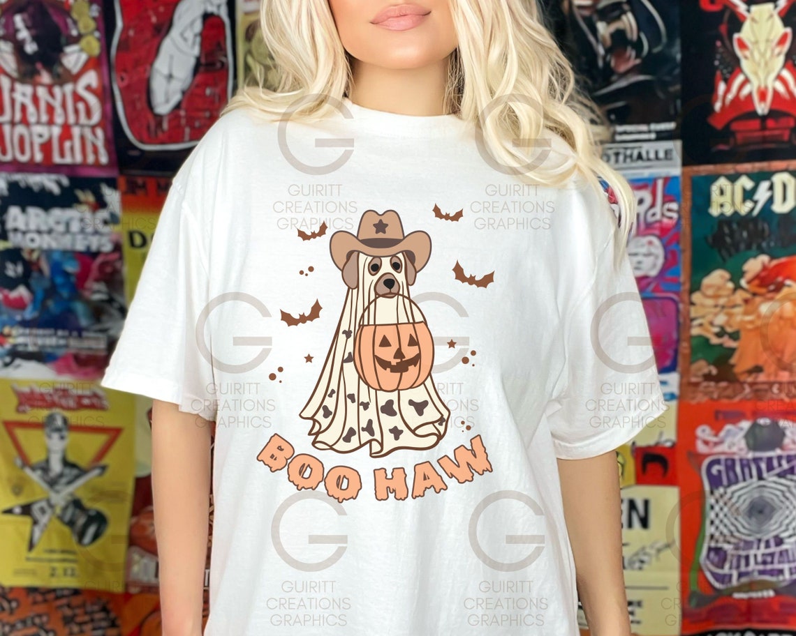 Boo Haw Cowboy Ghost Dog Halloween Sublimation File - Etsy