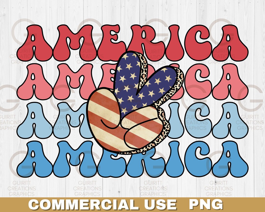 America Peace Sign Png 4th of July Sublimation File USA Lighting Png ...