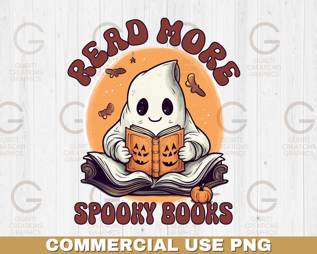Read More Spooky Books Halloween PNG, Ghost Reading Books Png, Spooky ...