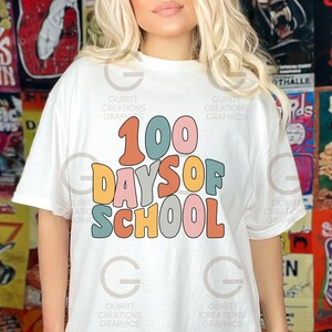 100 Days of School Vintage Groovy Png, Wavy 100 Days of School Svg ...