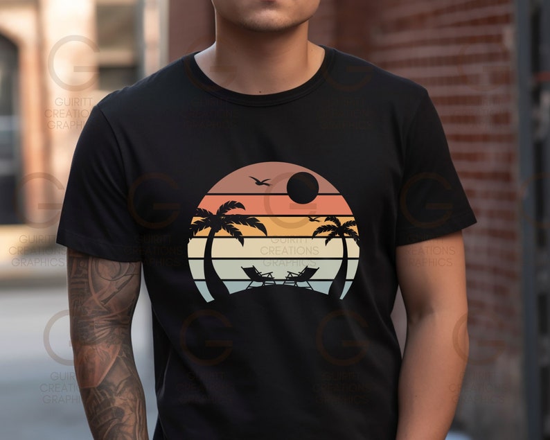 Vintage Beach Sunset Png and Svg Palms on the Beach Sunset Retro Sunset ...