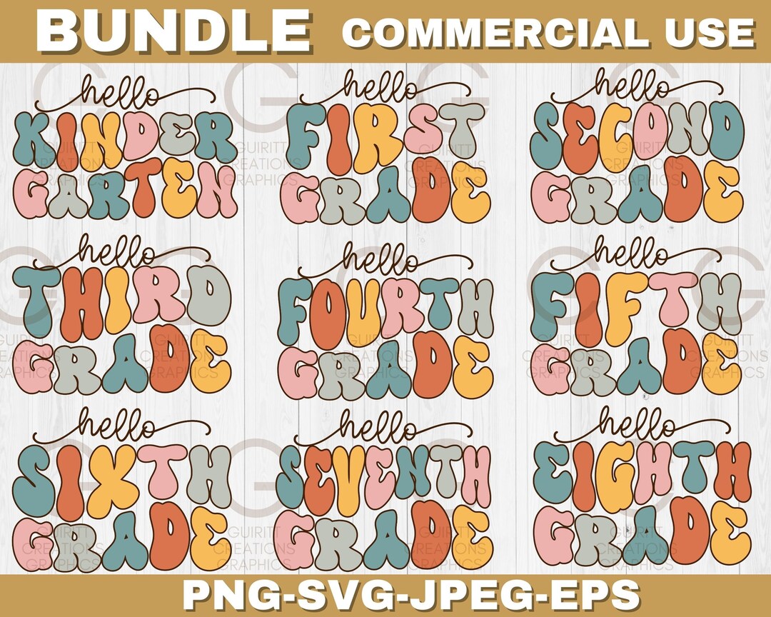 Back to School Groovy Bundle, First Day of School Clipart, Retro First ...