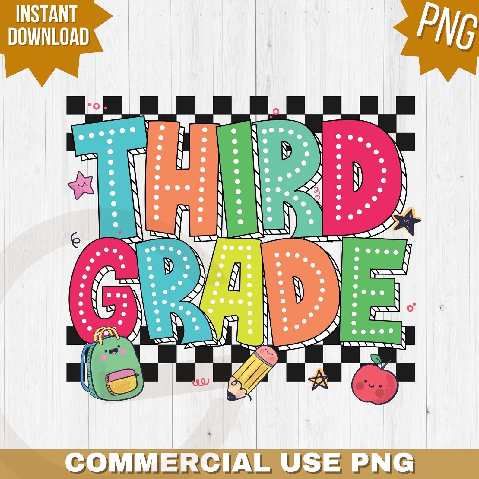 Third Grade Doodle Sublimation Png, Kids Back to School Png, First Day ...