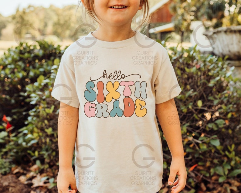 Hello Sixth Grade Vintage Back to School Groovy Png, Retro First Day of ...