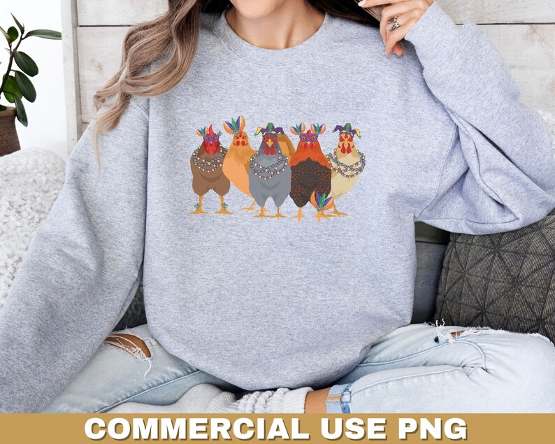 Chicken Lovers Mardi Gras Carnival Png Farm Life Sublimation File, Cute ...