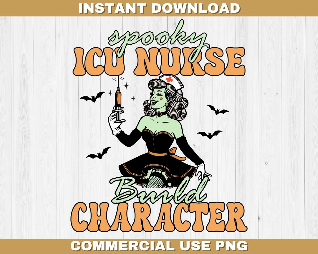 ICU Nurse Ghost Png Spooky Vibes Halloween Nurse Scrubs Sublimation ...