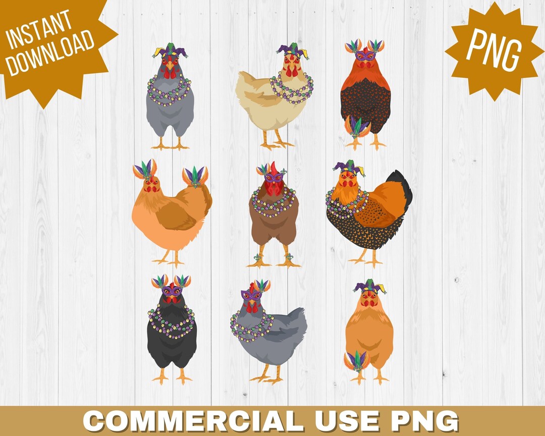 Chicken Lovers Mardi Gras Carnival Png, Farm Life Sublimation File ...