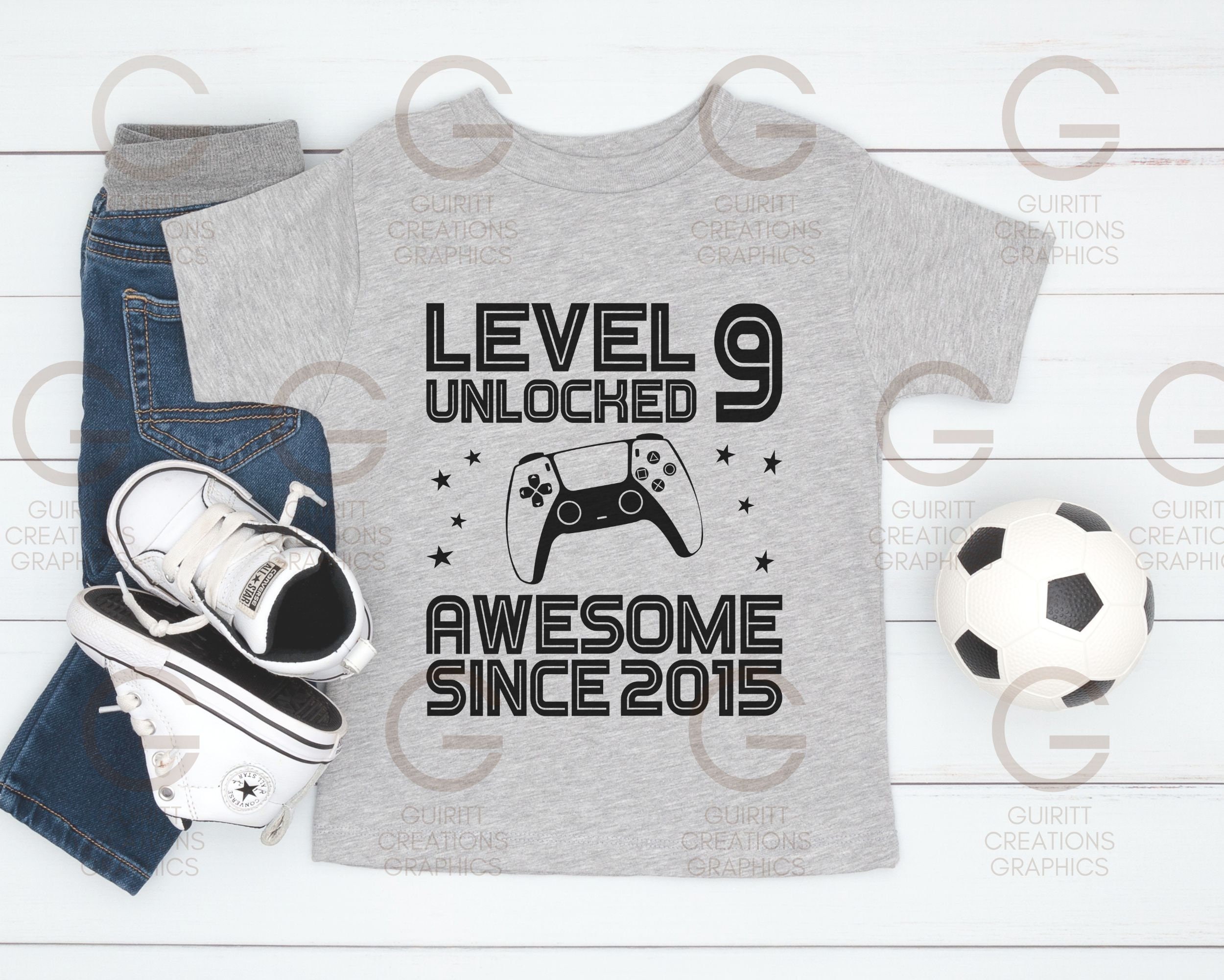 Level 9 Unlocked Awesome Since 2015 Png, Birthday Boy Svg, Gamer ...