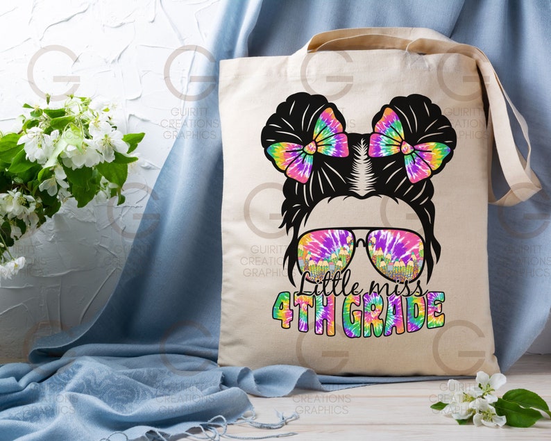 Little Miss 4th Grade Tie Dye Sublimation Png, Kids Back to School Png ...