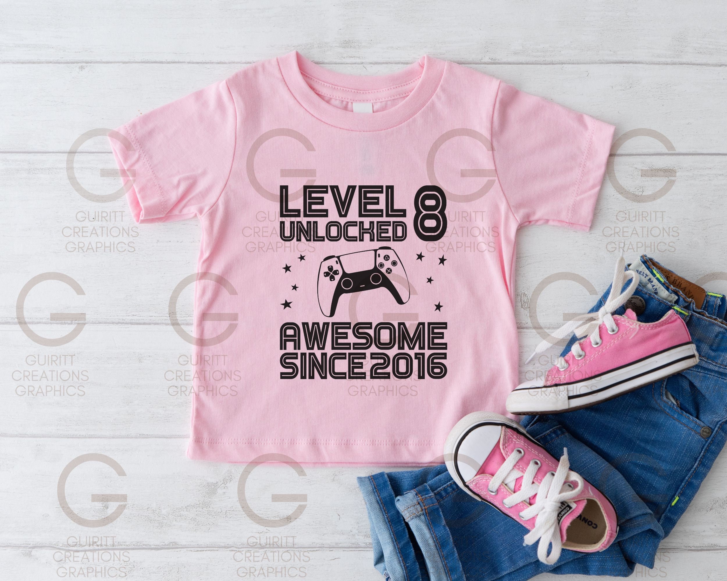 Level 8 Unlocked Awesome Since 2016 Png, Birthday Boy Svg, Gamer ...