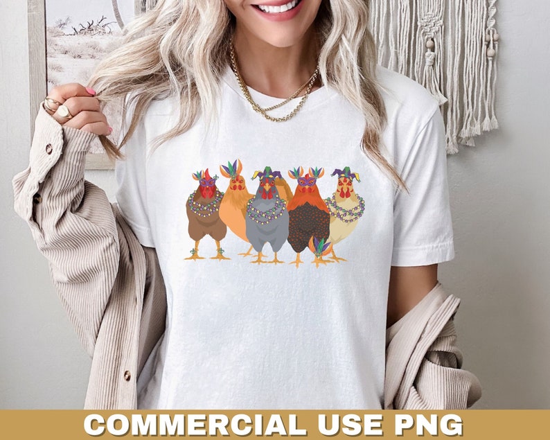 Chicken Lovers Mardi Gras Carnival Png Farm Life Sublimation File, Cute ...