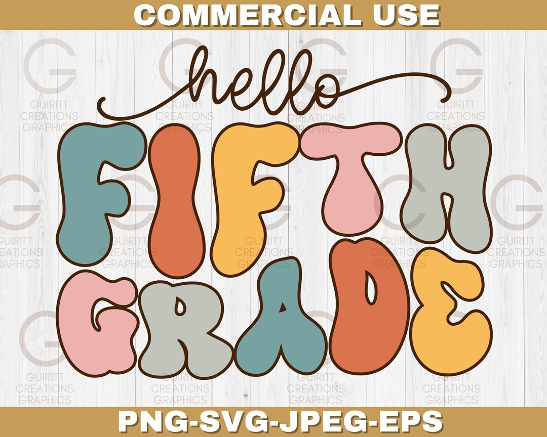 Hello Fifth Grade Vintage Back to School Groovy Png, Retro First Day of ...