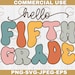 Hello Fifth Grade Vintage Back to School Groovy Png, Retro First Day of ...