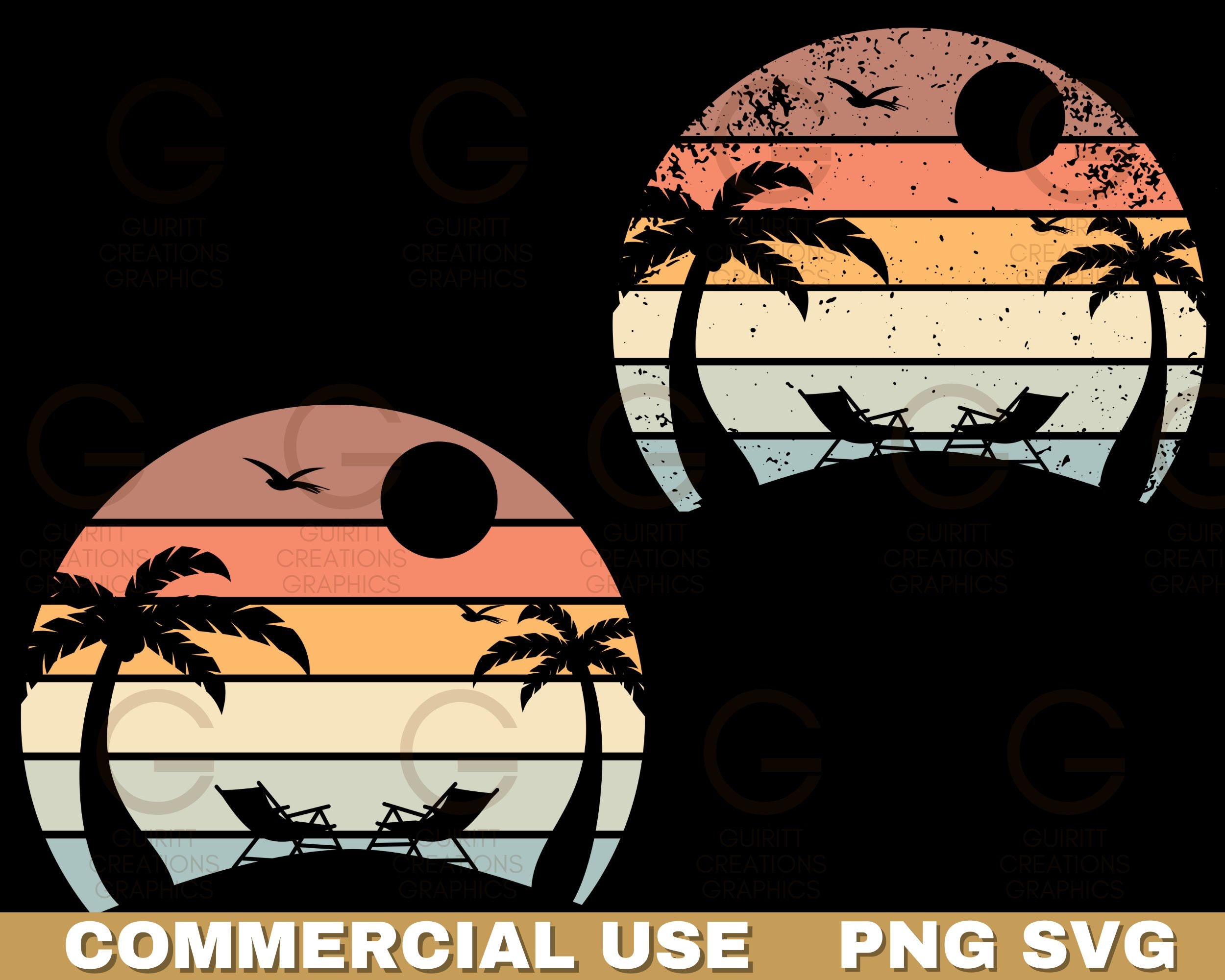 Vintage Beach Sunset Png and Svg Palms on the Beach Sunset Retro Sunset ...