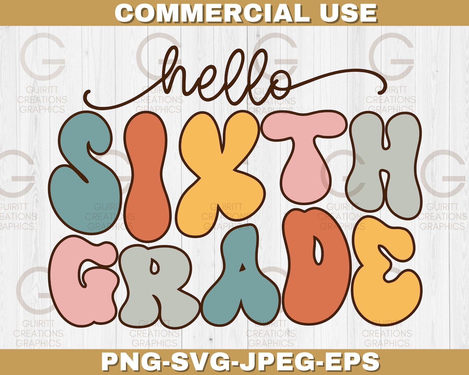 Hello Sixth Grade Vintage Back to School Groovy Png, Retro First Day of ...