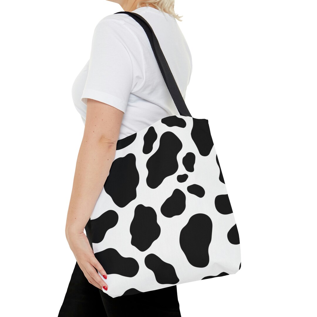 Cow Print Tote Bag, Shopping Bag, Purse, Animal Print Bag, Black and ...