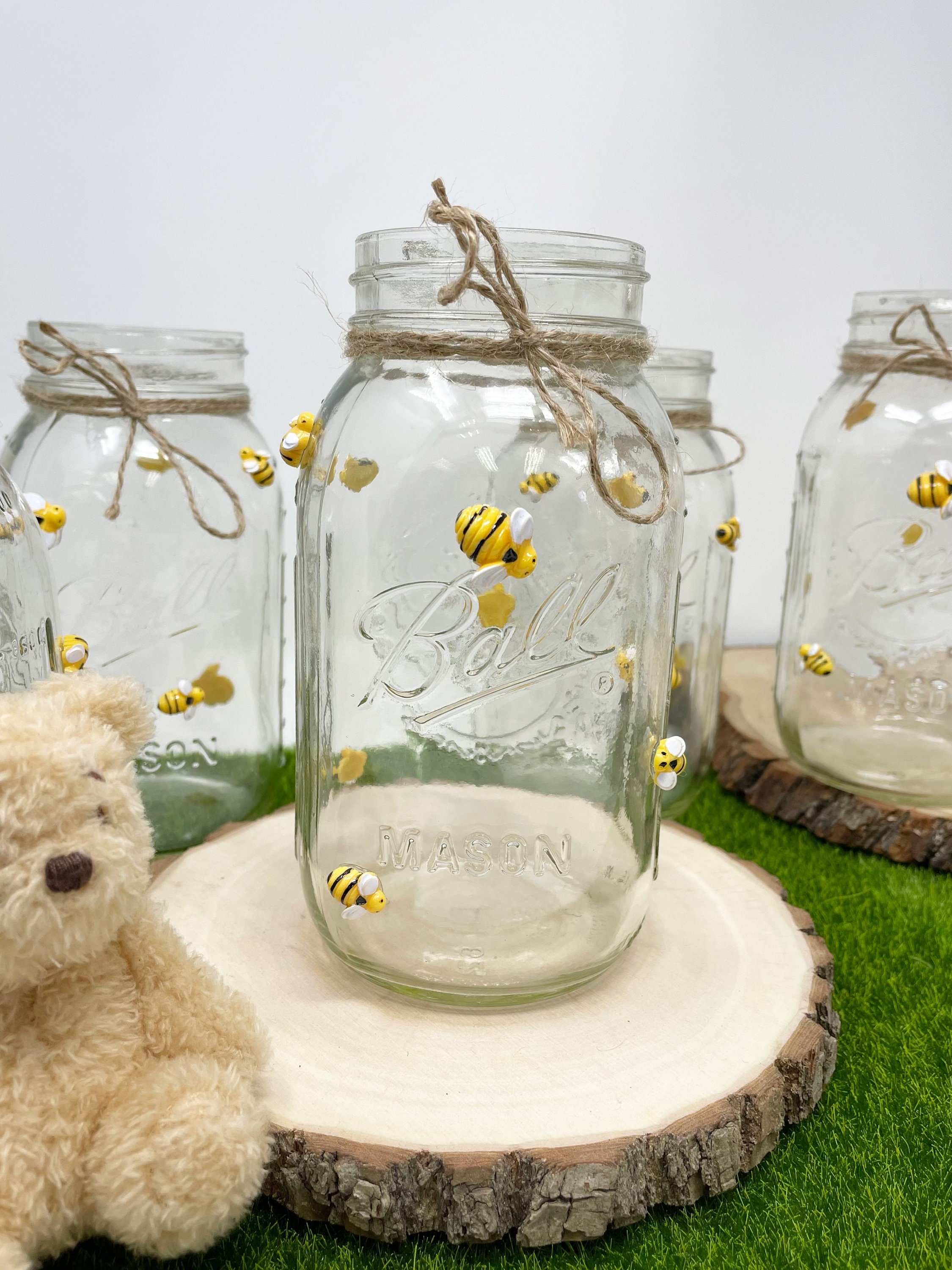 Bee Mason Jars , Mason Jar Centerpieces, Winnie the Pooh Baby Shower ...