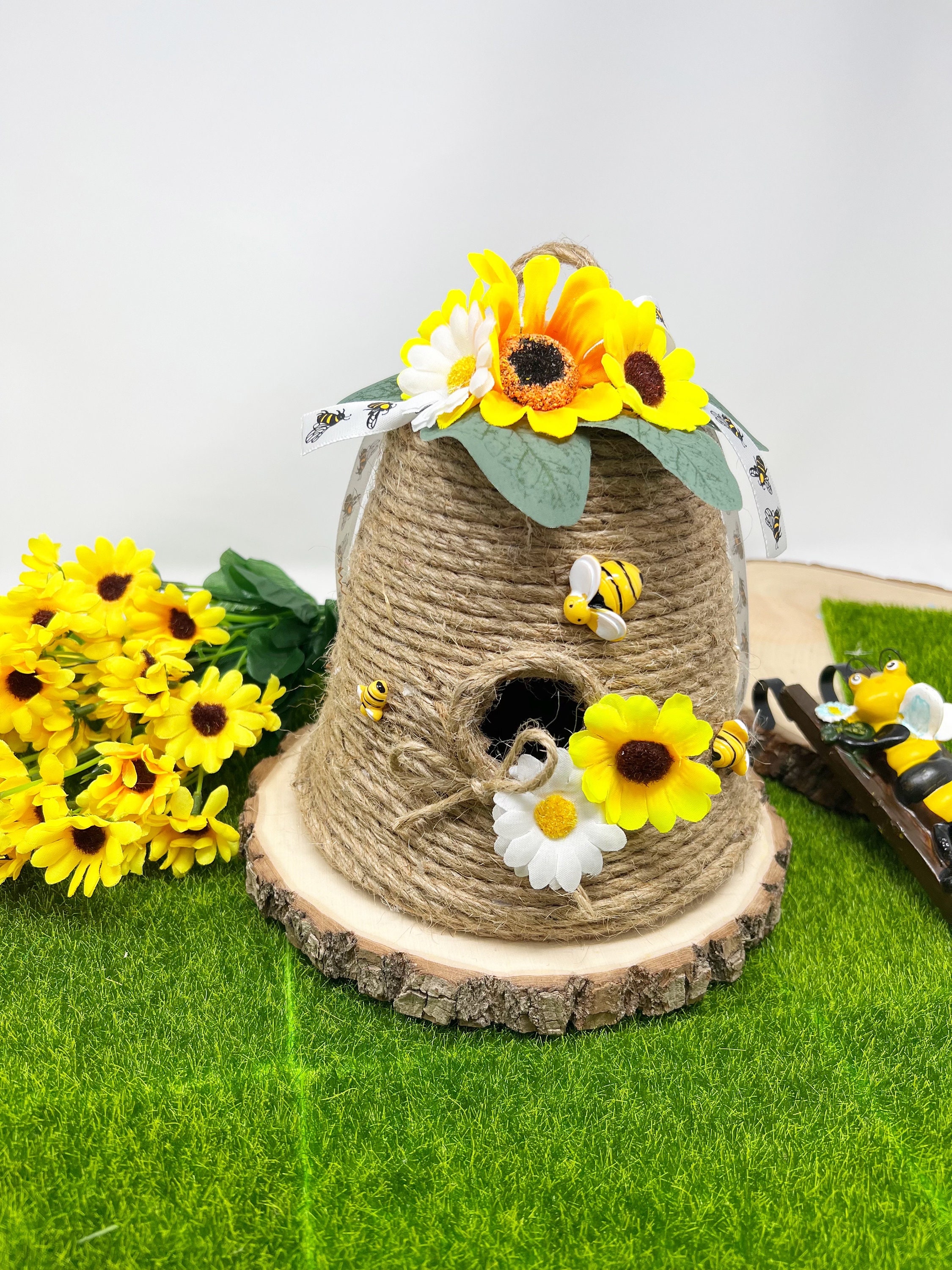 Bee Hive Skep - Bee Hive Centerpiece - Farmhouse Beehive Skep Decor ...