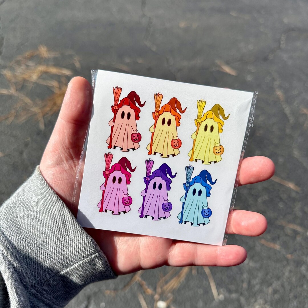 Rainbow Ghost Witches 4”x4” Mini Print - Colorful Witchy Art - Spooky ...