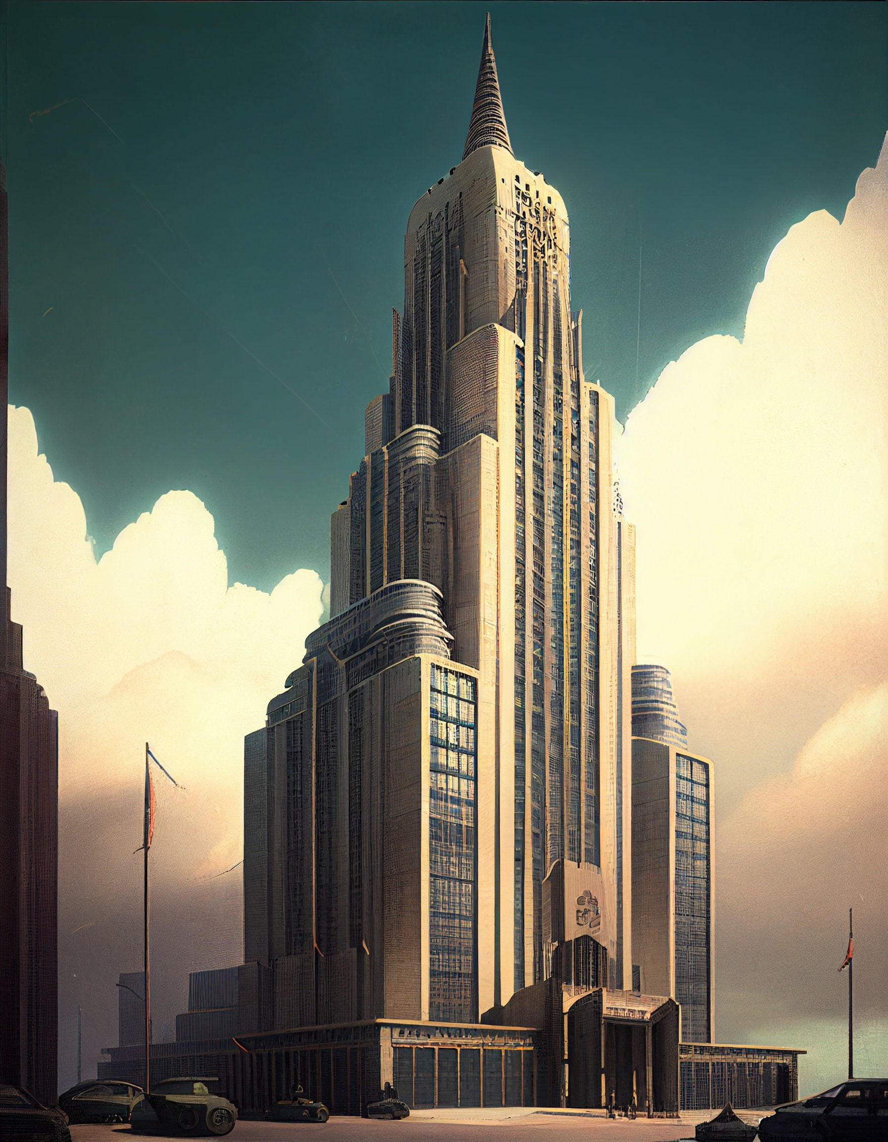 Vintage Skyscraper Art Deco Inspired Print | Classic Architecture Wall ...